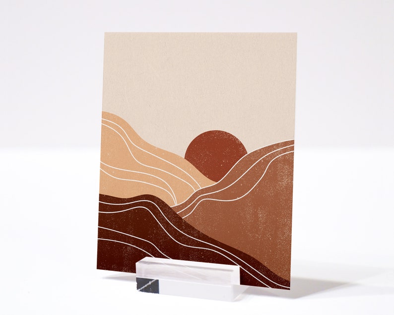 Rust Sun Art Print Neutral Mountains Wall Print Abstract - Etsy