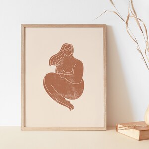 Thick Girl Art Print | Curvy Woman Line Art | Printable Plus Size Woman ...