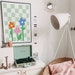 Checkers and Flowers Art Print Retro Flower Wall Art Groovy Pastel ...