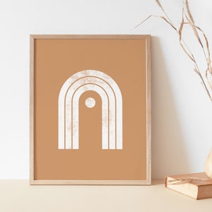 Retro Rainbow Art Print Minimal Abstract Poster Mid Century Modern ...