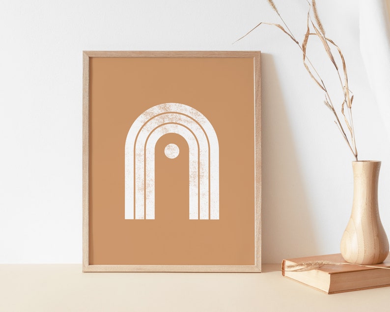 Retro Rainbow Art Print Minimal Abstract Poster Mid | Etsy