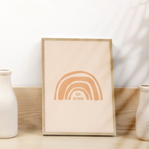 Be Kind Quote Art Print | Abstract Rainbow Wall Art | Boho Rainbow ...