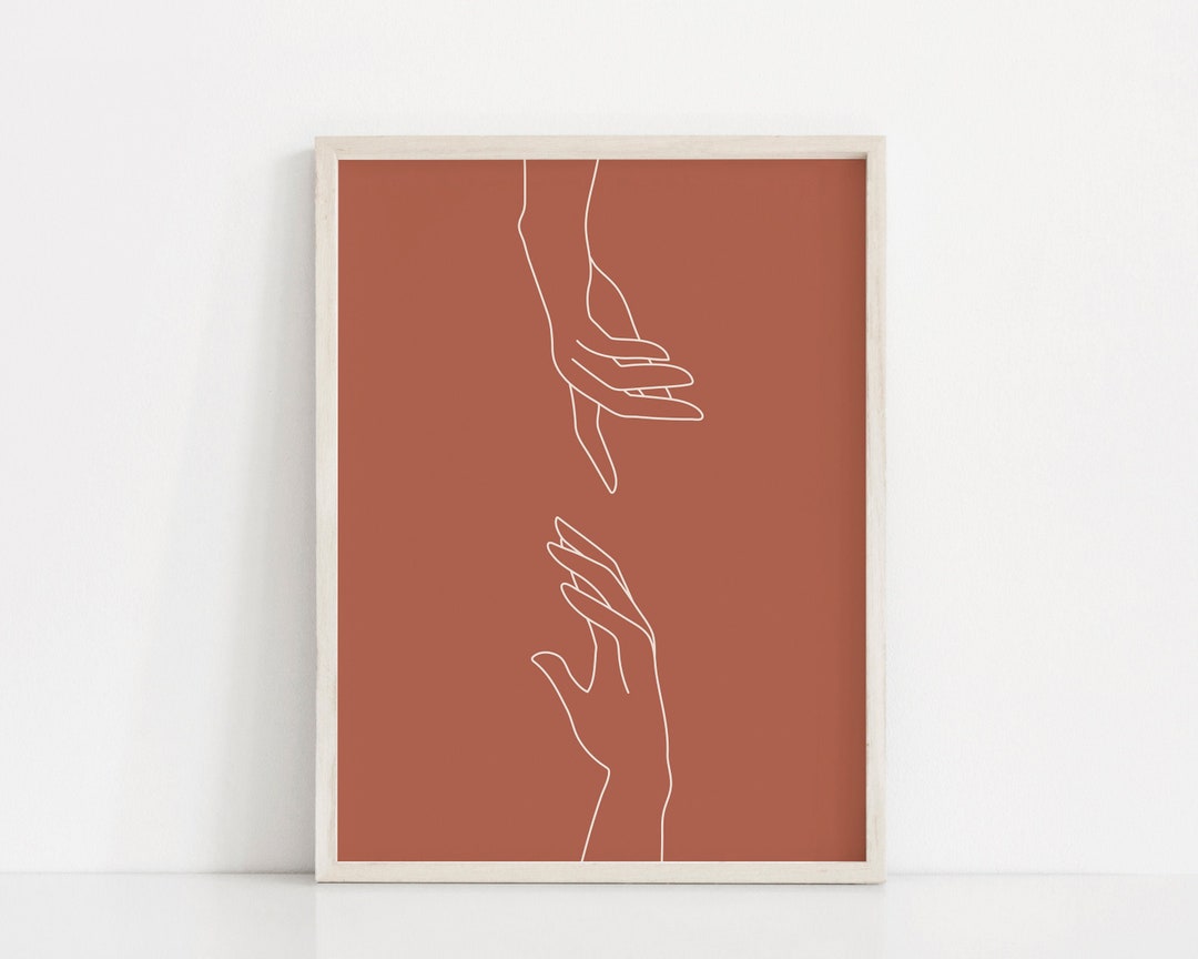Reaching Hands Art Print | Line Art Hands | Drawing of Hands | Female ...