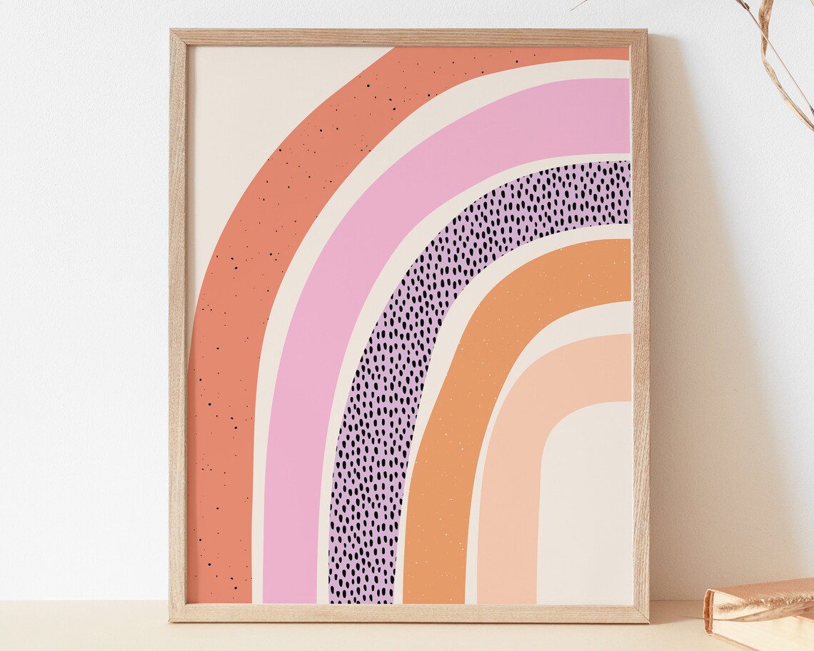 Retro Groovy Art Set of 5 Prints Pastel 70s Gallery Wall | Etsy