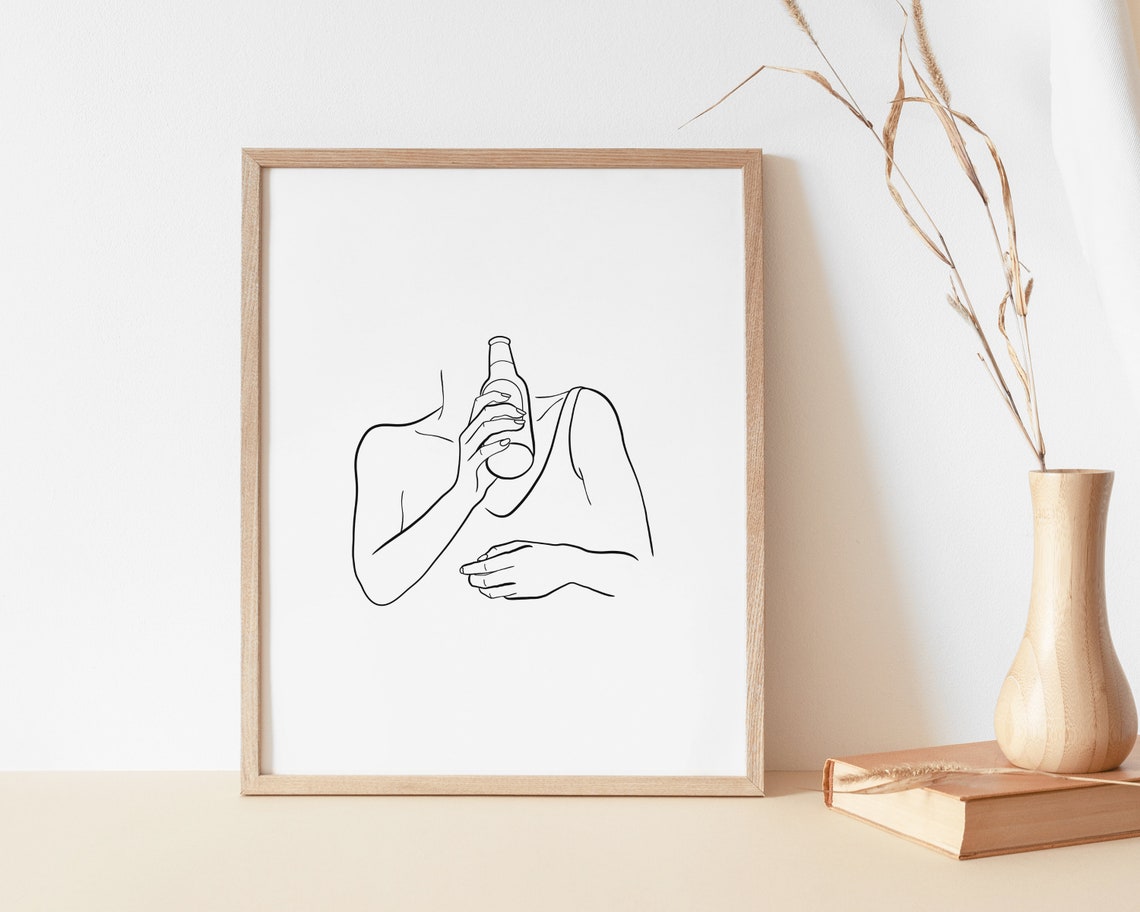 Bar Cart Art Set of 5 Prints Line Art Cocktail Poster Bundle - Etsy