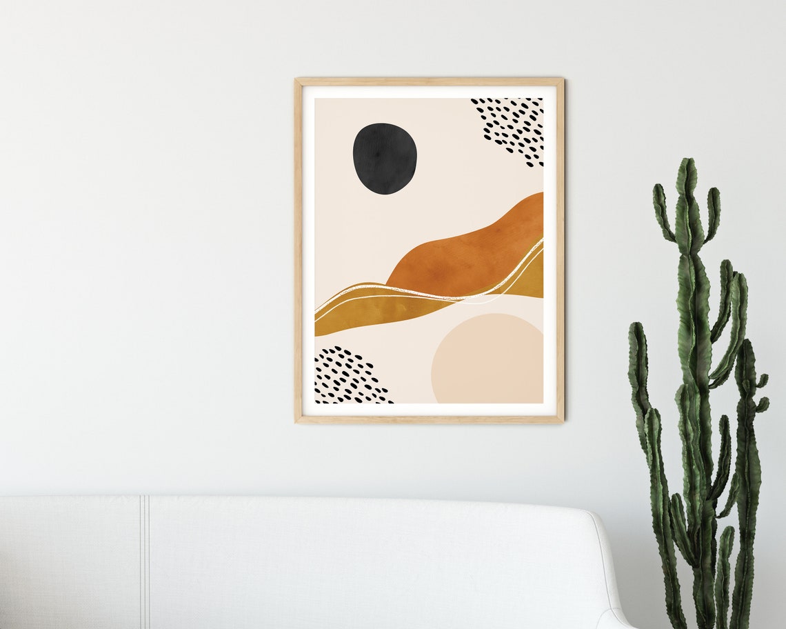 Dotted Shapes Art Print Abstract Landscape Poster - Etsy
