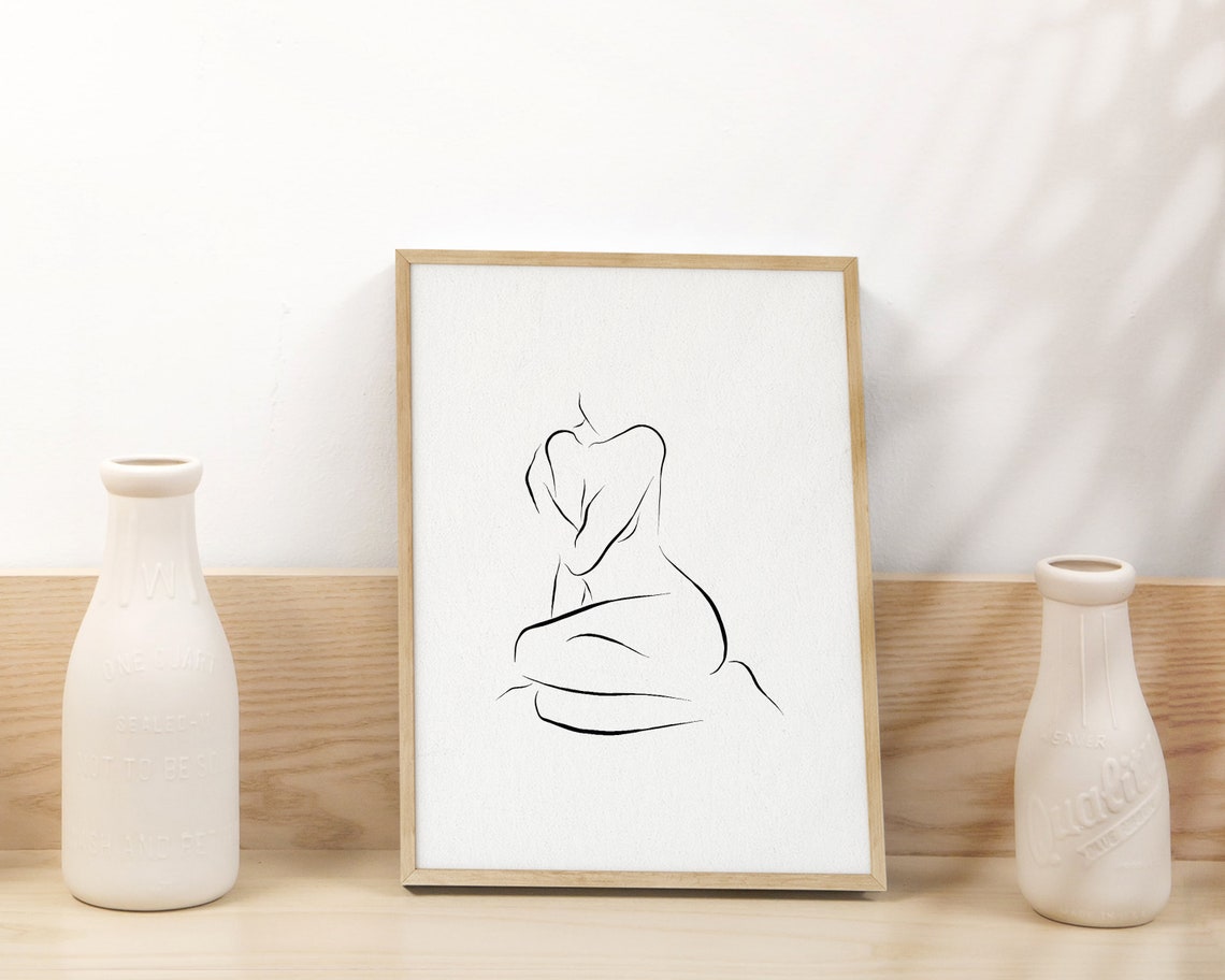 Minimalist Woman Art Print Simple Line Drawing Abstract | Etsy