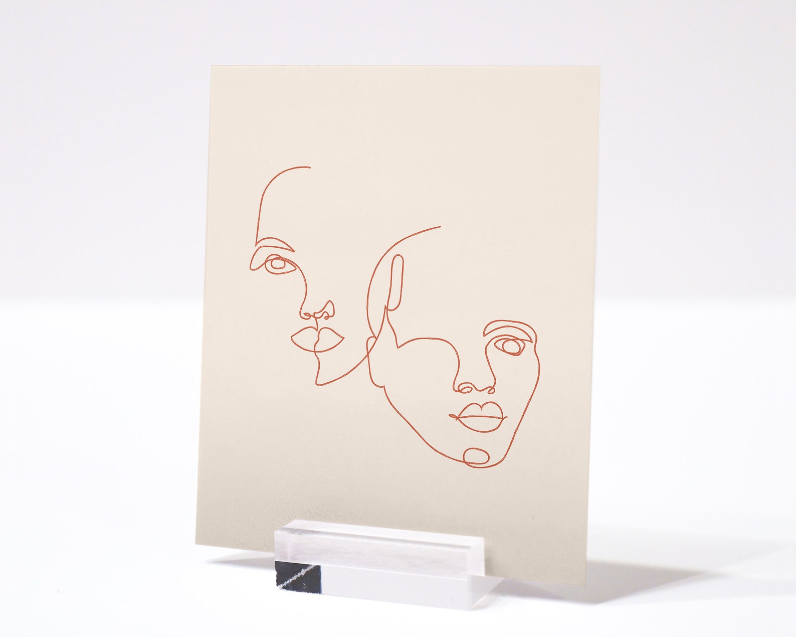 Connected Faces Art Print One Line Drawing Of Faces Single | Etsy