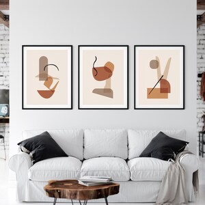 Warm Color Art Set of 3 Prints | Geometric Shapes Gallery Wall Bundle ...