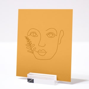 Leaf Face Art Print Minimal One Line Face Drawing Line Art Plant Leaves ...