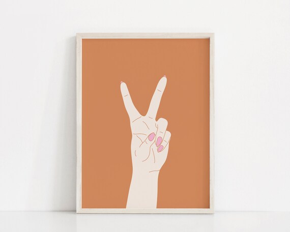 Girl Hand Peace Sign Nails