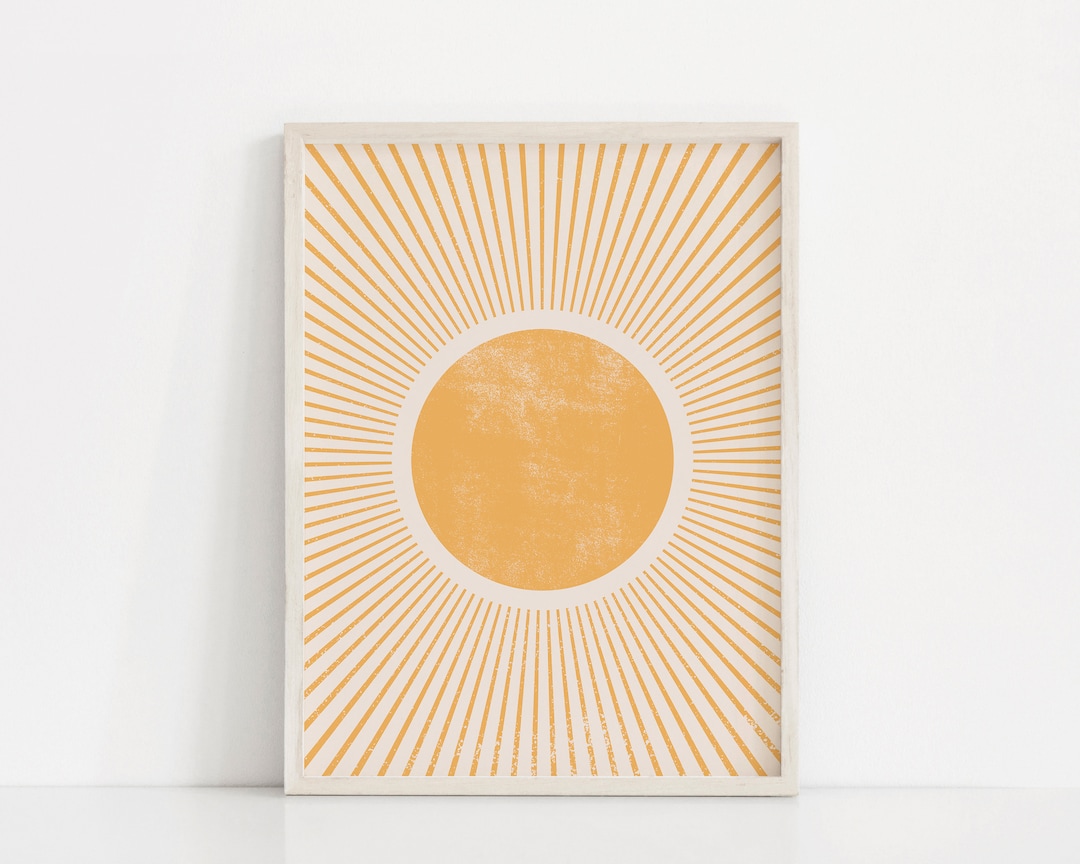 Large Sun Art Print | Abstract Sun Wall Art | Sun Rays Circle Print ...