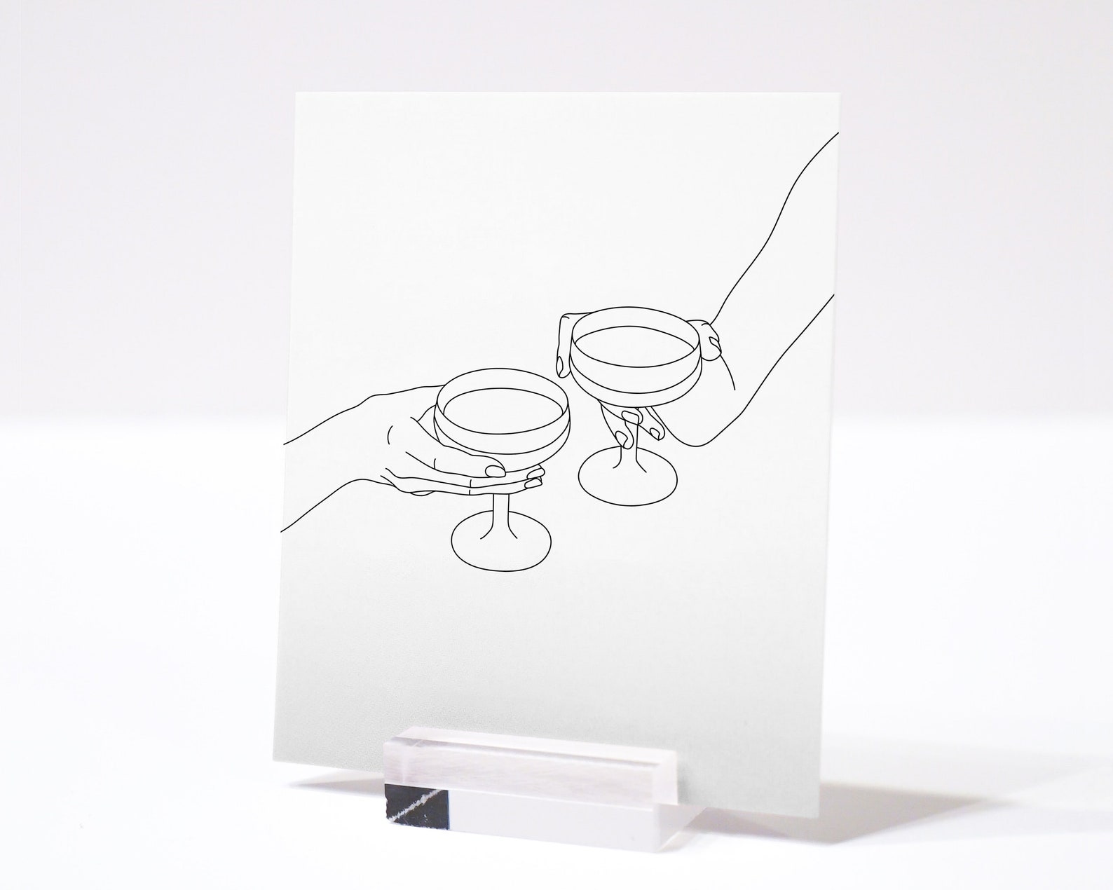 Cheers Drinks Art Print | Line Drawing Drinking Buddies | Gift for ...