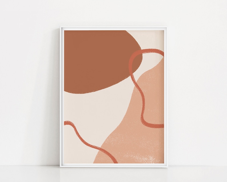 Color Blobs Art Print Brown And Pink Organic Shapes Poster | Etsy