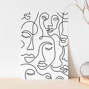 Joined Faces Line Art Print | One Line People Drawing | Illustration of ...