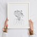 Rose Head Art Print Woman With Flowers Poster Rose Bouquet Wall Art ...