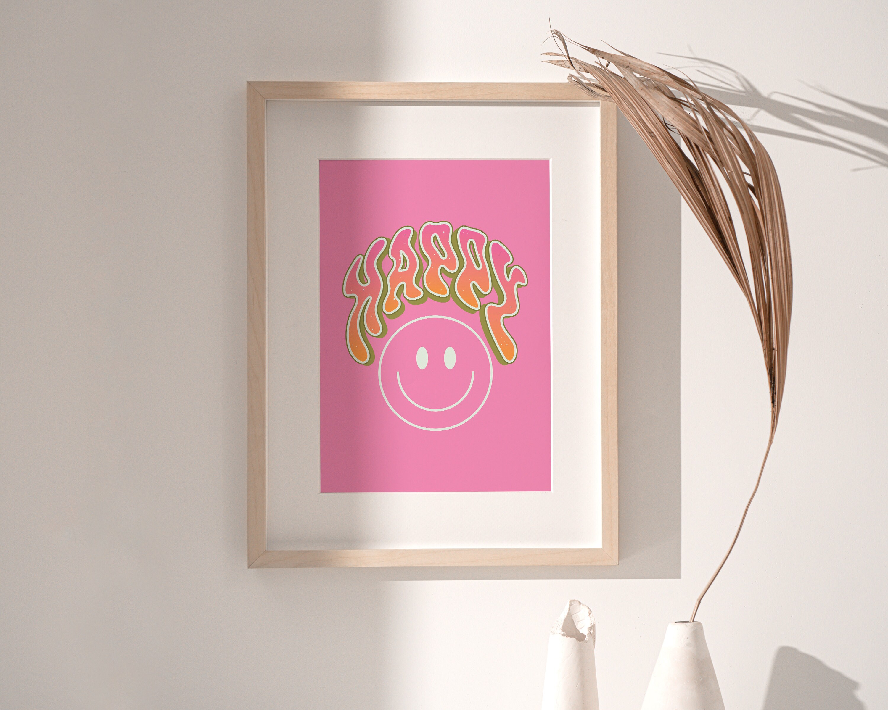 Happy Smiley Face Art Print Groovy Happiness Poster 70s - Etsy