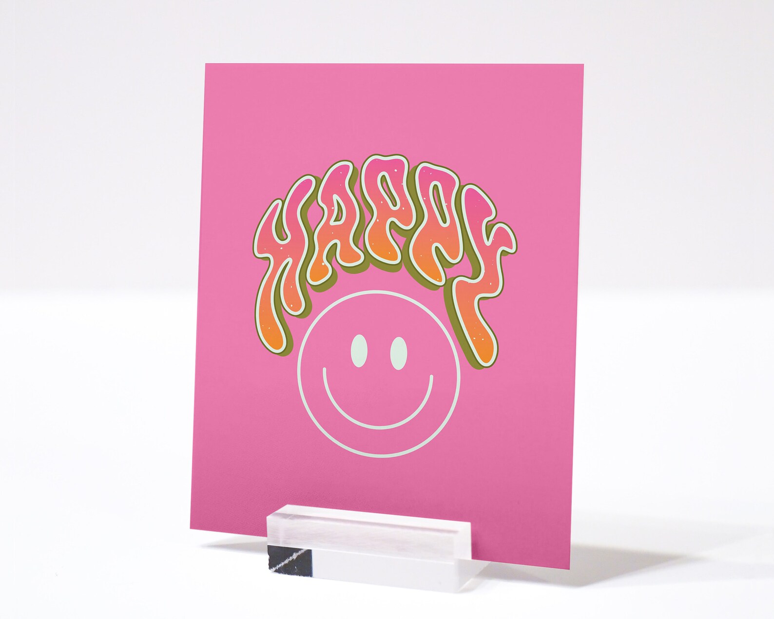 Happy Smiley Face Art Print Groovy Happiness Poster 70s - Etsy