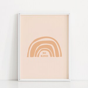 Be Kind Quote Art Print | Abstract Rainbow Wall Art | Boho Rainbow ...