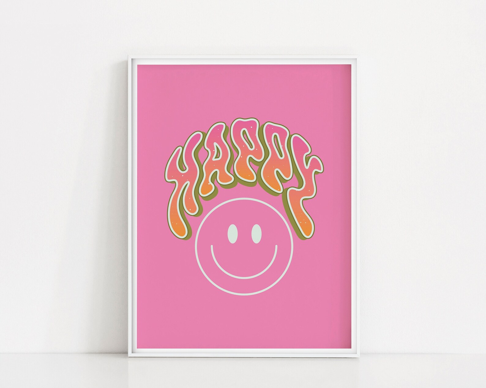 Happy Smiley Face Art Print Groovy Happiness Poster 70s - Etsy