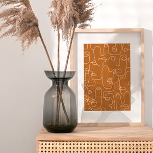 Connected Line Faces Art Print | Human Faces Line Art | Minimal ...