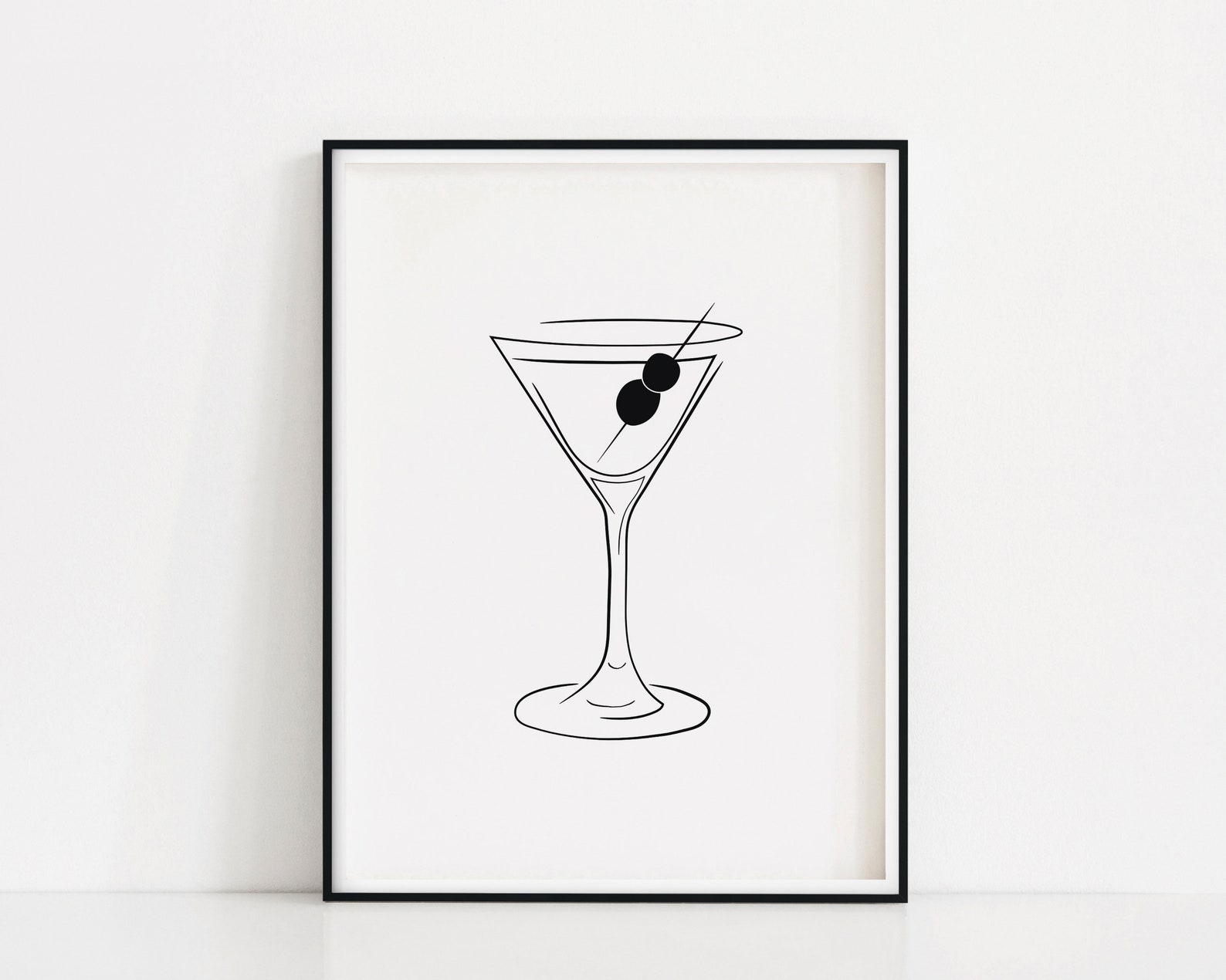 Martini Glass Art Print Dirty Martini Line Art Drawing - Etsy