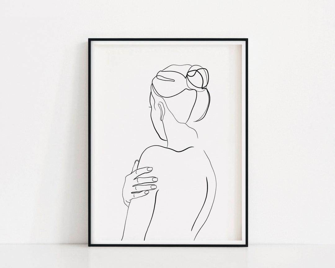 Black Line Woman Art Print | Female Figure Wall Art | Woman Line ...