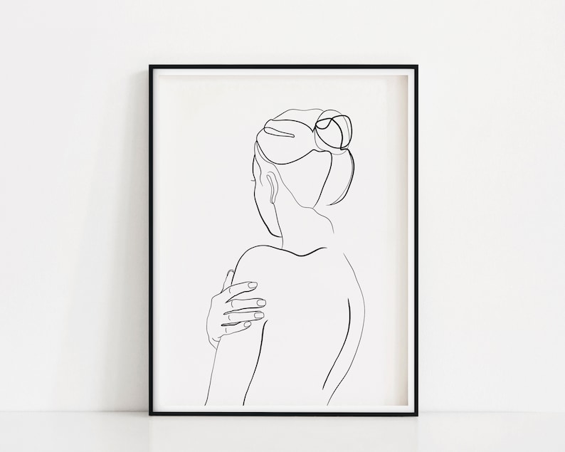 Black Line Woman Art Print | Female Figure Wall Art | Woman Line ...