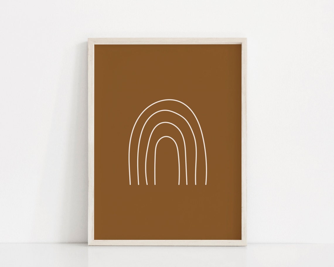 Brown Rainbow Art Print | Minimalist Rainbow Poster | Abstract Rainbow ...