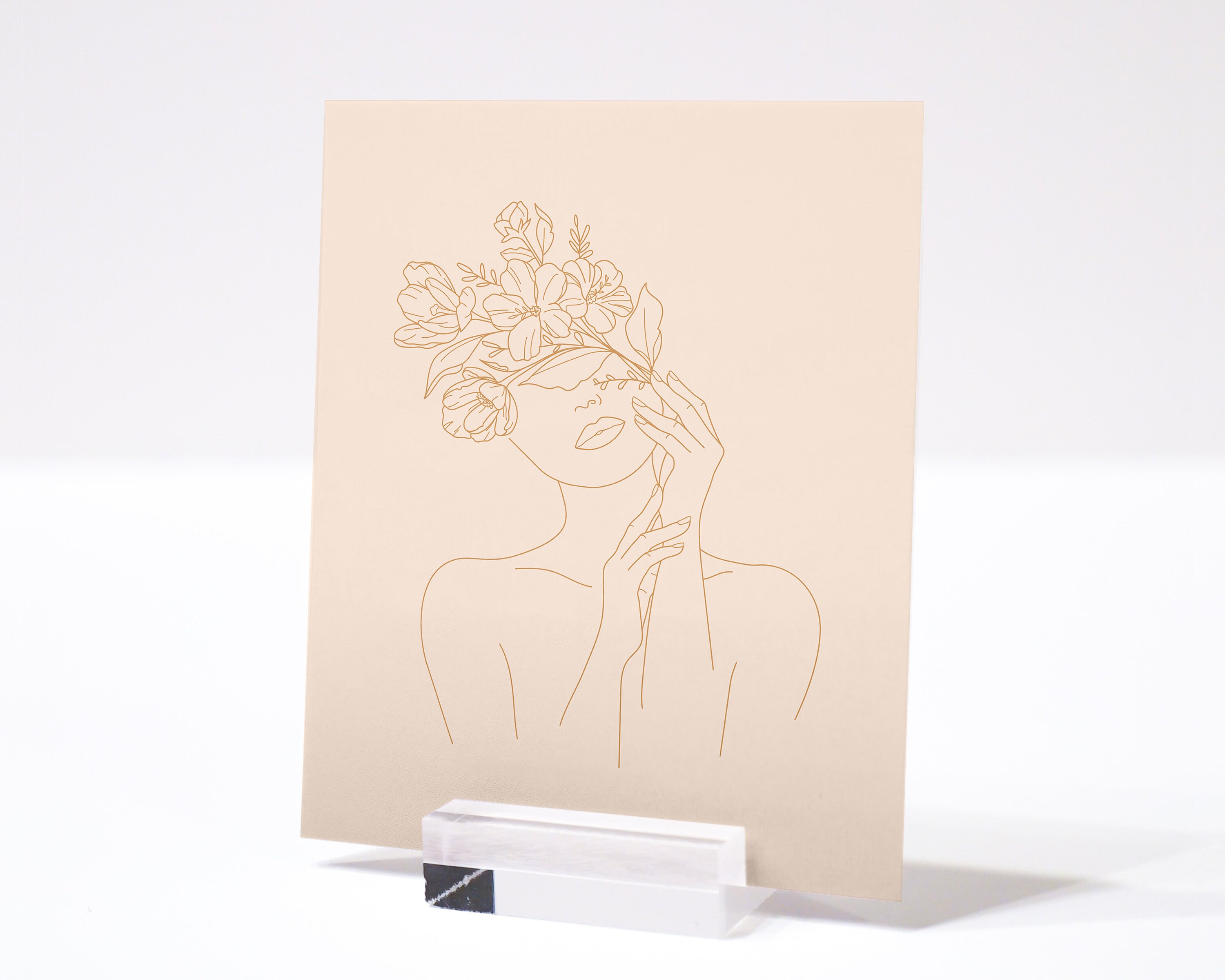 Flower Woman Line Art Print Minimal Flower Head Poster | Etsy