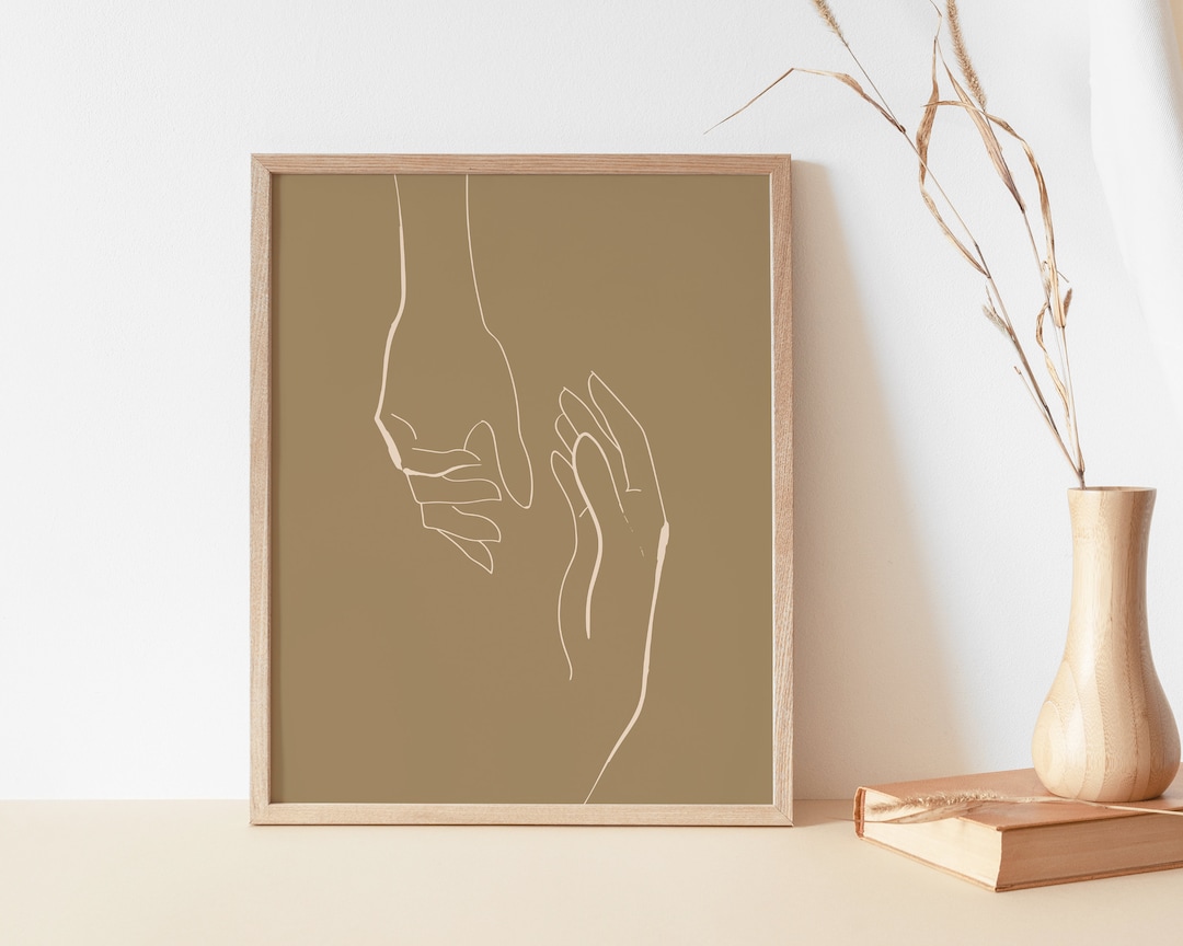 Delicate Hands Art Print Hands Line Illustration Neutral Wall Print ...