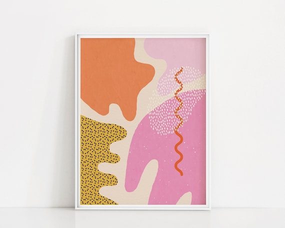 Bright Splotchy Shapes Art Print Colorful Abstract Elements | Etsy