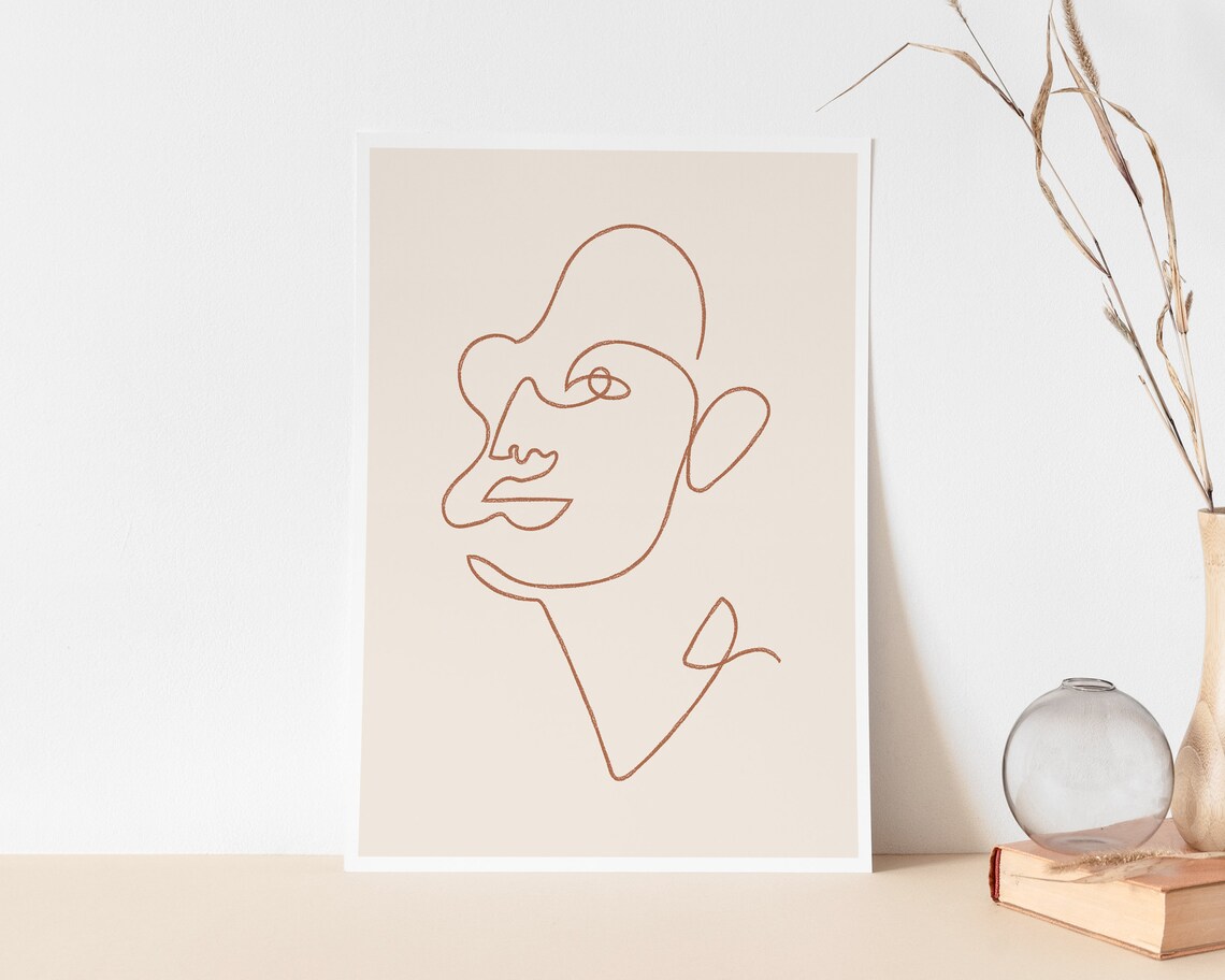 One Line Face Art Print | Single Line Abstract Woman Art | Continuous ...