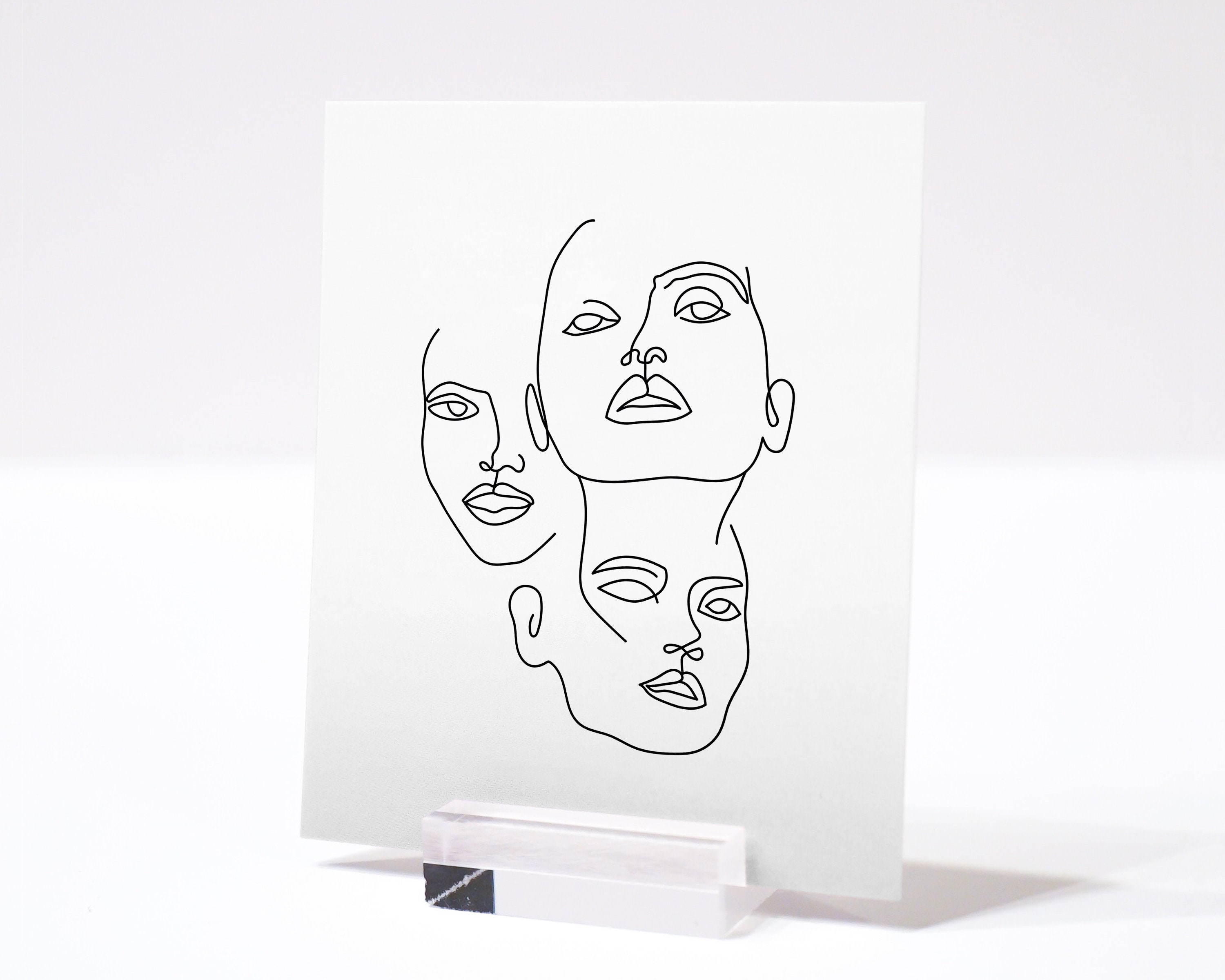 Three Faces Art Print Black and White Face Line Art Face | Etsy