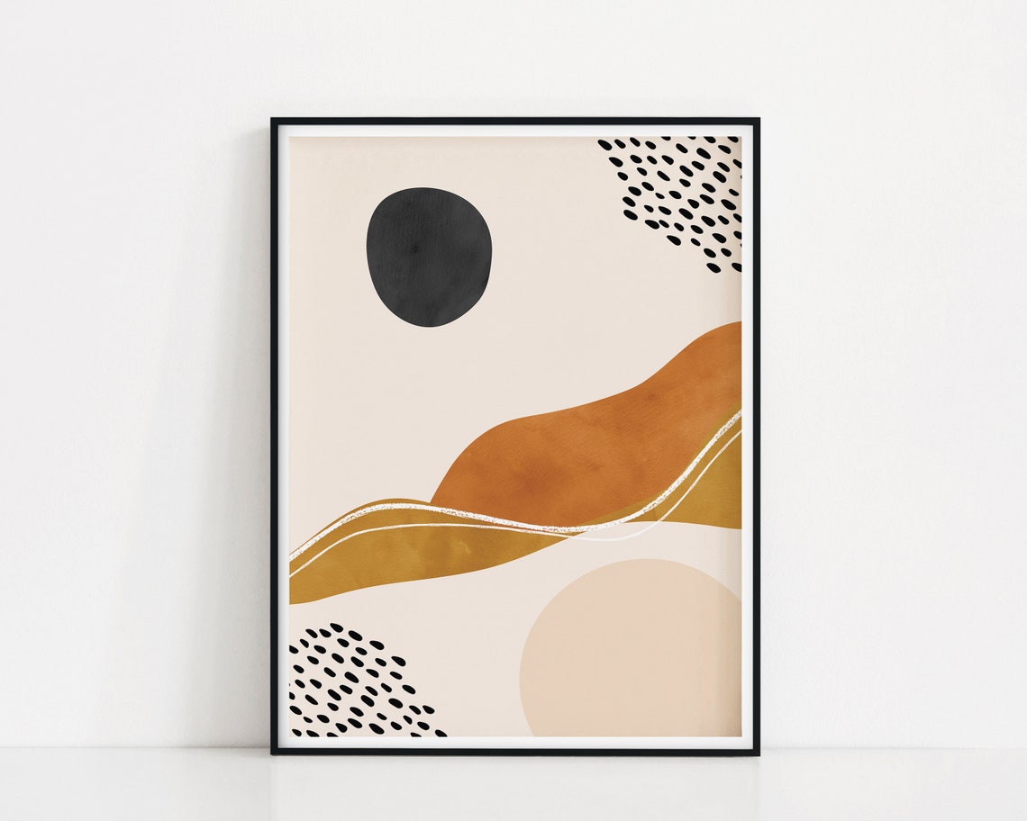 Dotted Shapes Art Print | Abstract Landscape Poster | Minimalist Shape ...