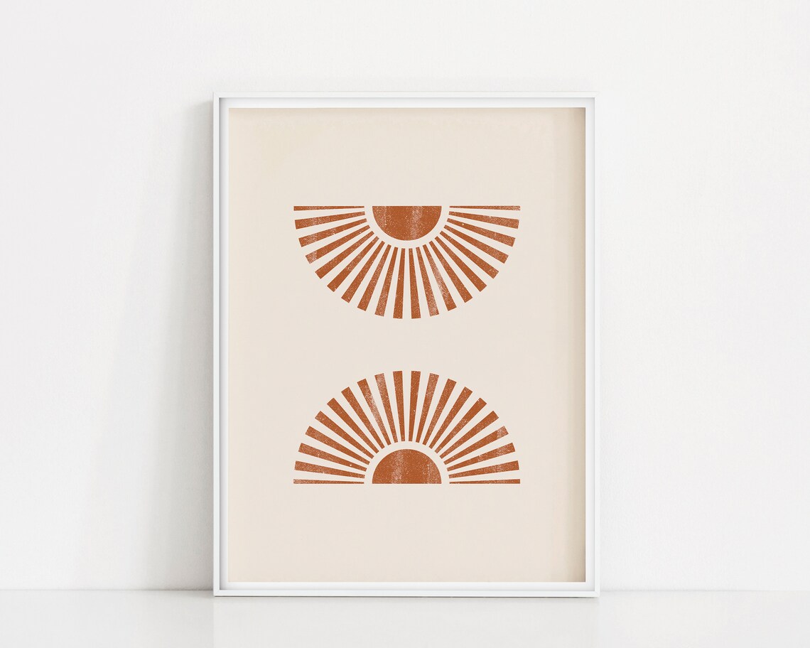 Abstract Sun Rays Art Print Minimalist Poster Mid Century - Etsy