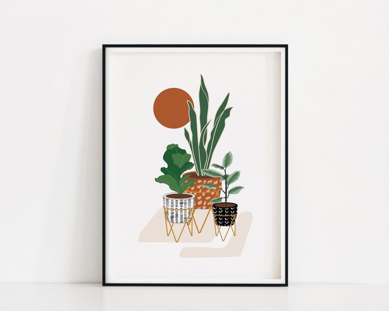 Planter Art Print Potted Plant Poster House Plants Wall | Etsy