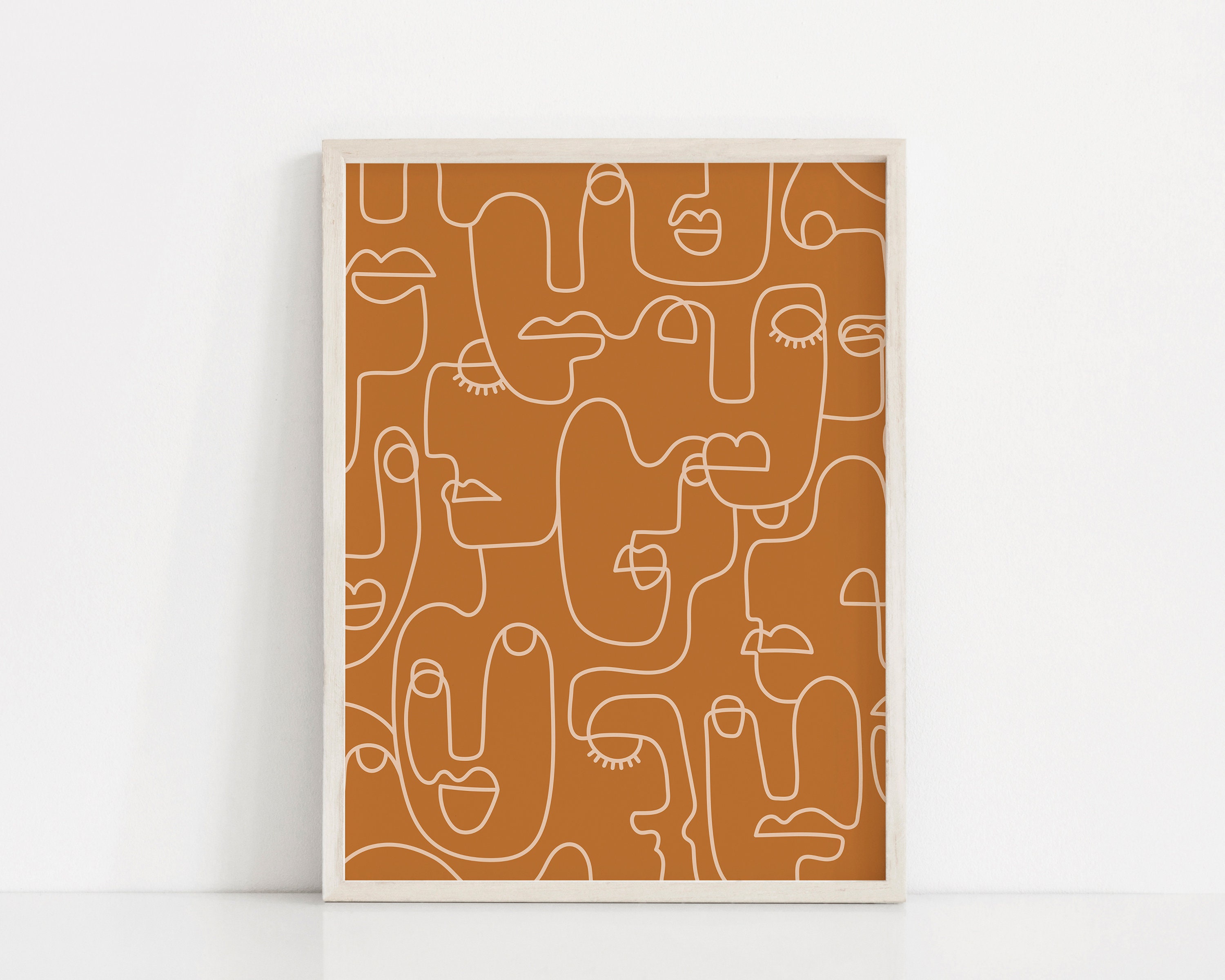 Connected Line Faces Art Print Human Faces Line Art | Etsy