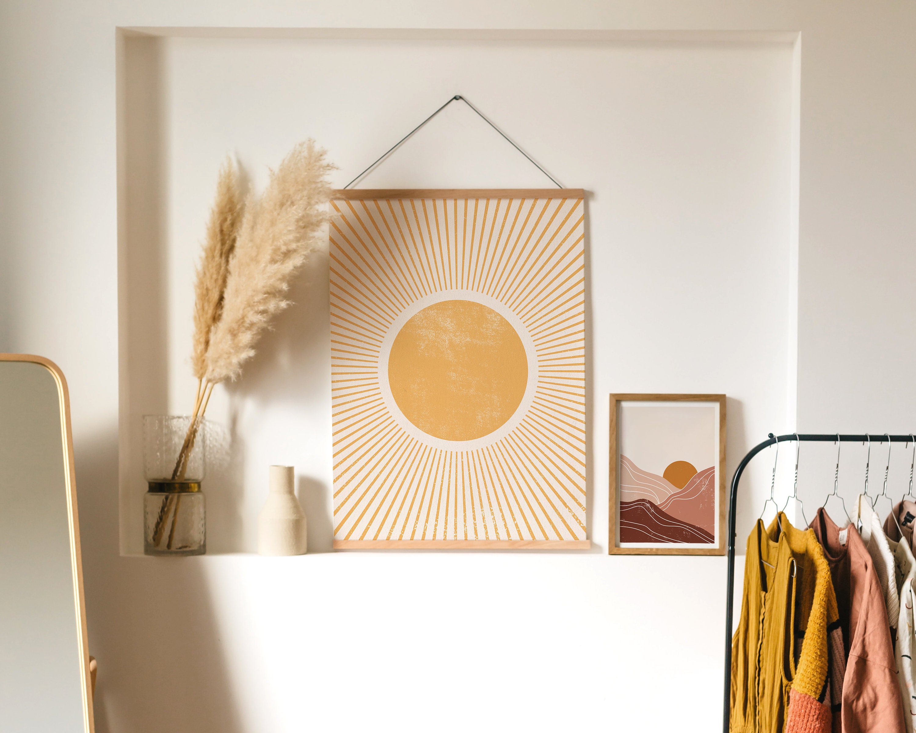 Large Sun Art Print Abstract Sun Wall Art Sun Rays Circle | Etsy