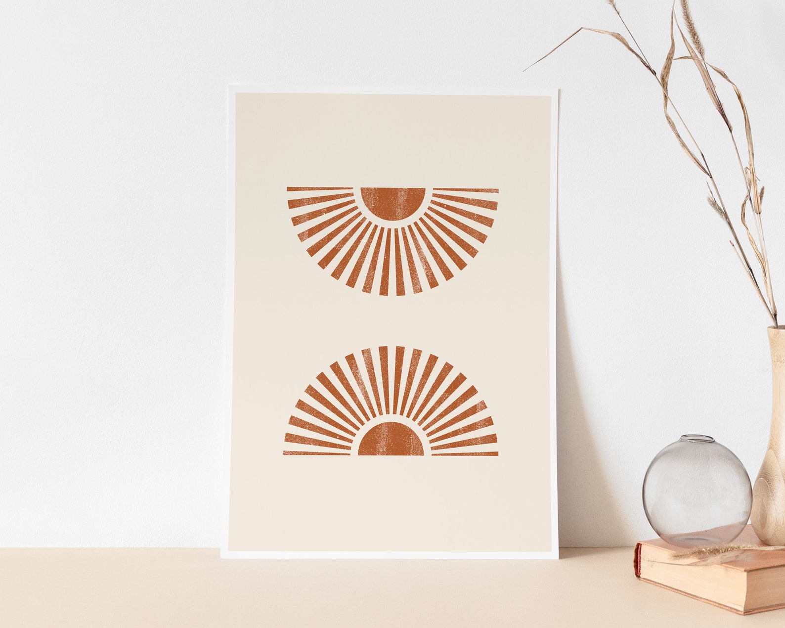Abstract Sun Rays Art Print Minimalist Poster Mid Century - Etsy