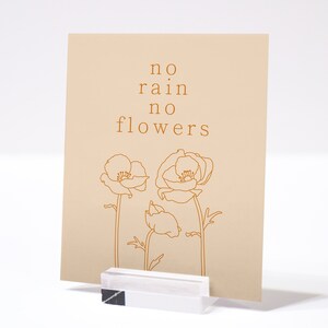 Flower Illustration Art Print | No Rain No Flowers Text | Flower Bloom ...