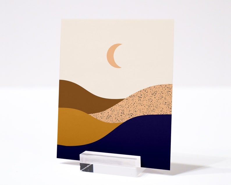 Moon Landscape Art Print | Crescent Moon Poster | Modern Boho Printable ...