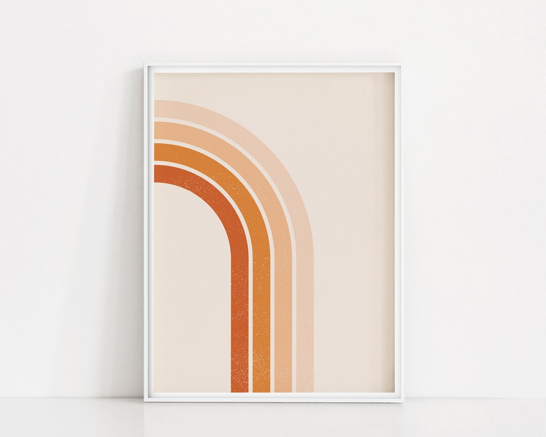 Peachy Rainbow Art Print | Retro Rainbow Poster | 70s Rainbow Wall Art ...