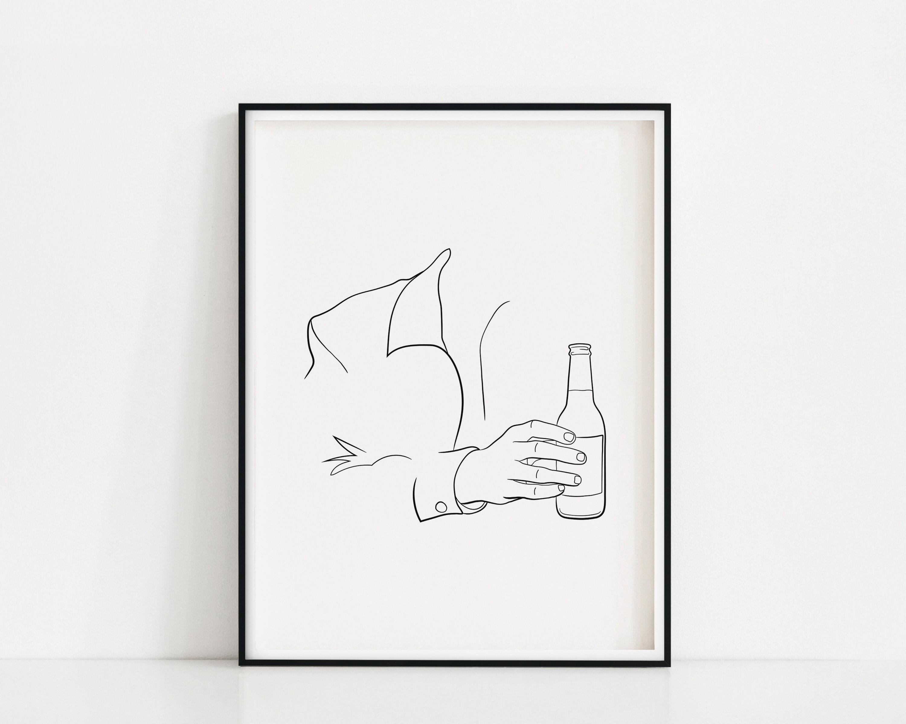 Beer Bottle Line Drawing