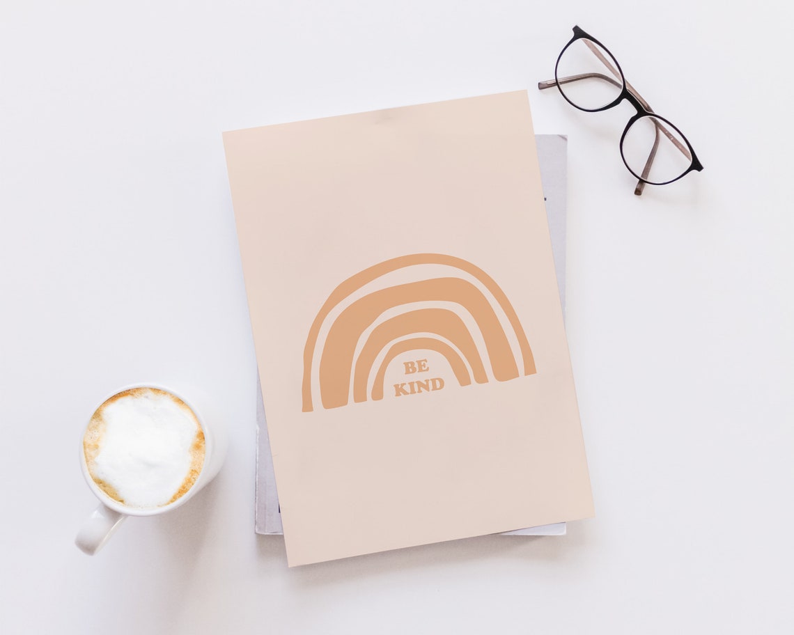 Be Kind Quote Art Print Abstract Rainbow Wall Art Boho - Etsy