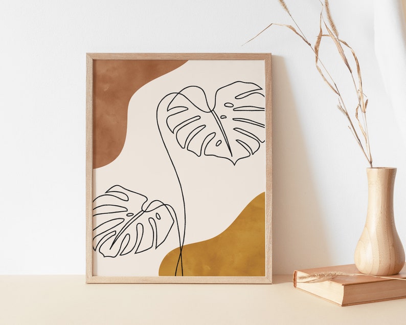 One Line Monstera Art Print Plant Single Line Drawing - Etsy