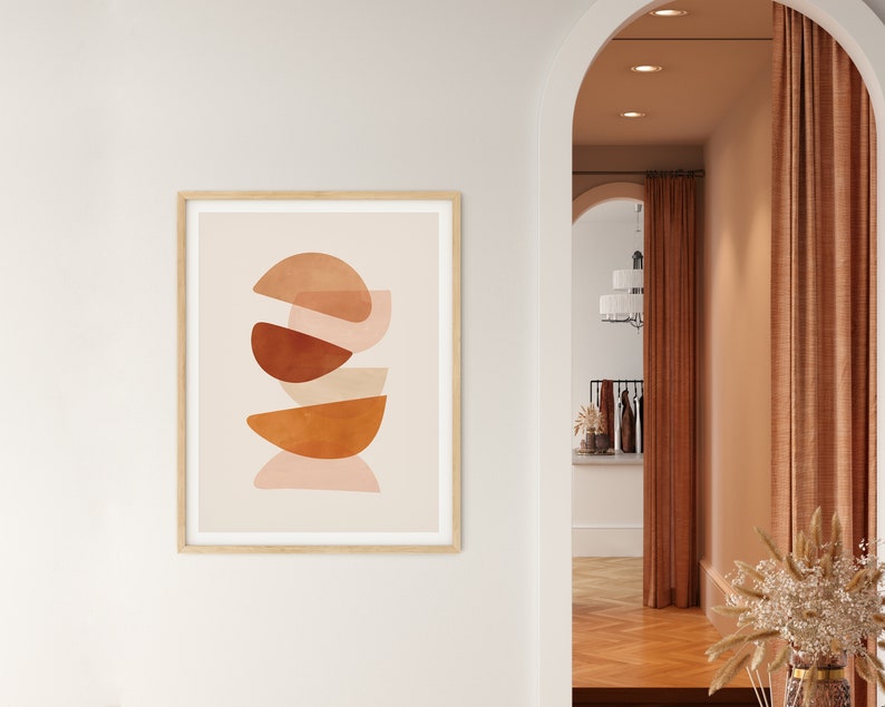 Overlapping Shapes Art Print Abstract Stacked Half Circles | Etsy