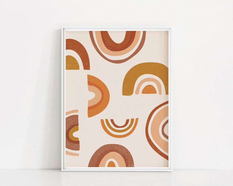 Rainbow Pattern Art Print | Abstract Rainbow Poster | Warm Color Wall ...
