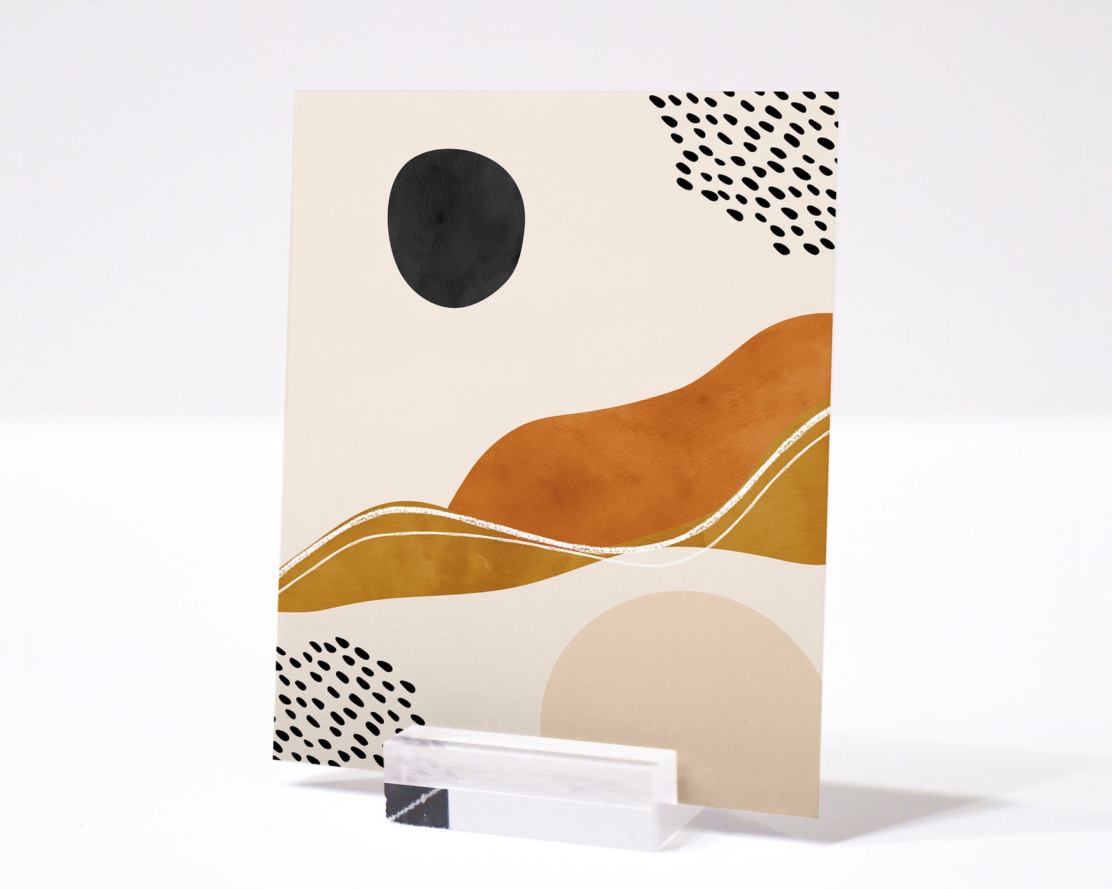 Dotted Shapes Art Print | Abstract Landscape Poster | Minimalist Shape ...