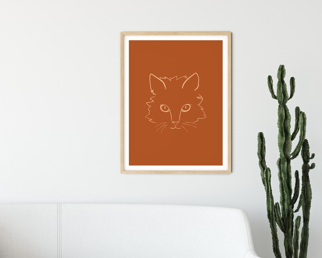 Cat Line Art Print | House Cat Poster | Line Drawing Cat | Minimal Cat ...